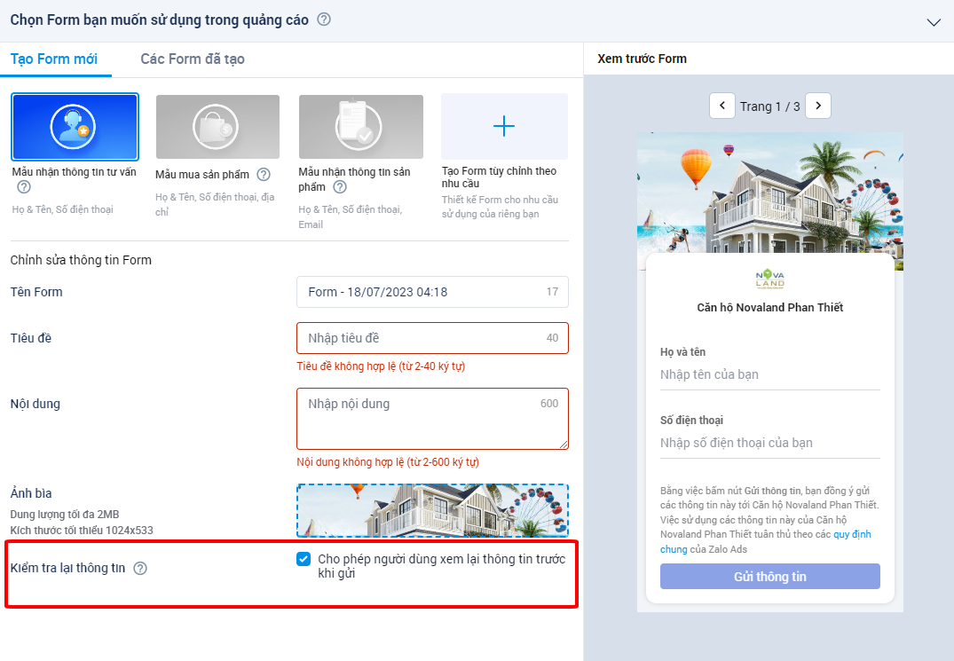Zalo Ads : Tối ưu quảng cáo Form - Zalo Ads